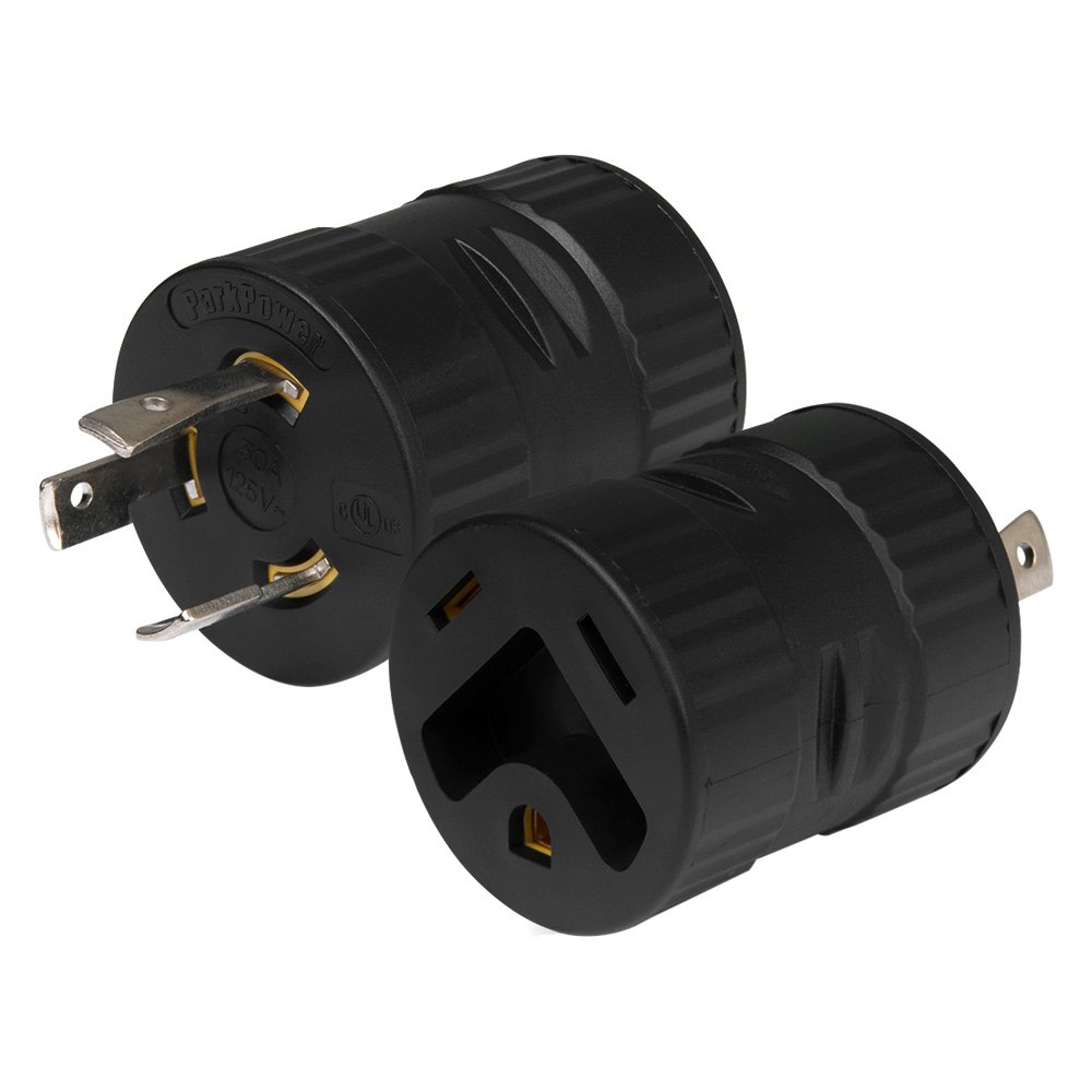 ParkPower® 3030GSA - Round Power Cord Adapter (30A Locking Male x 30A ...