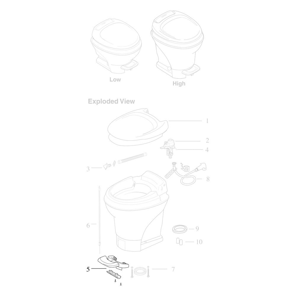 Thetford® 31709 - Aqua Magic™ V Foot Pedal Flush White Plastic Flush ...